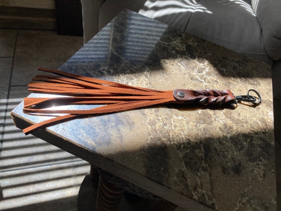 Leather Twisted Ribbons Keychain With Suede Fringe. - Etsy