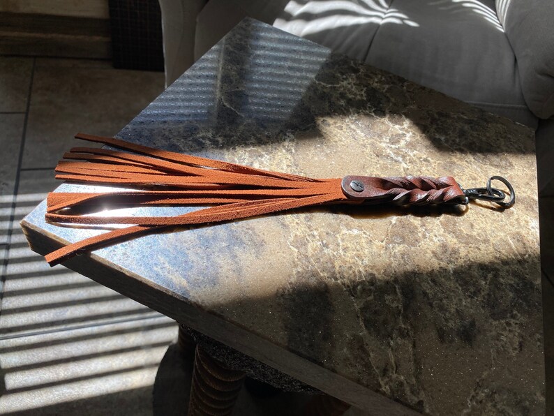 Leather Twisted Ribbons Keychain With Suede Fringe. - Etsy