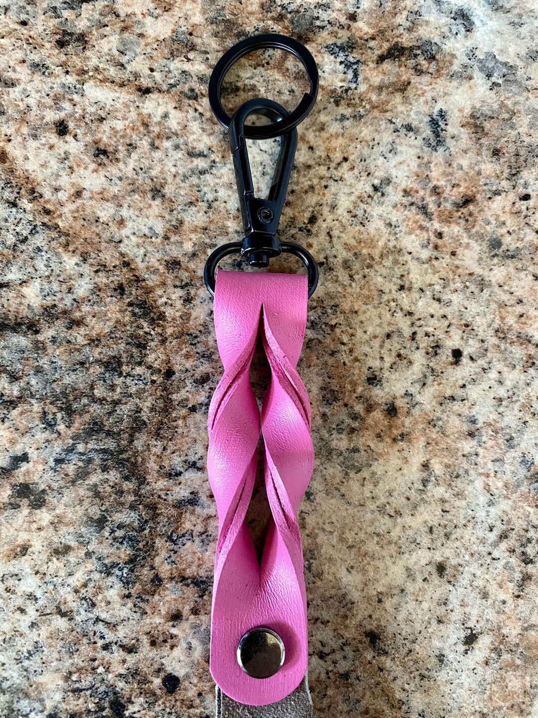 Pink Leather Twisted Ribbons Keychain - Etsy
