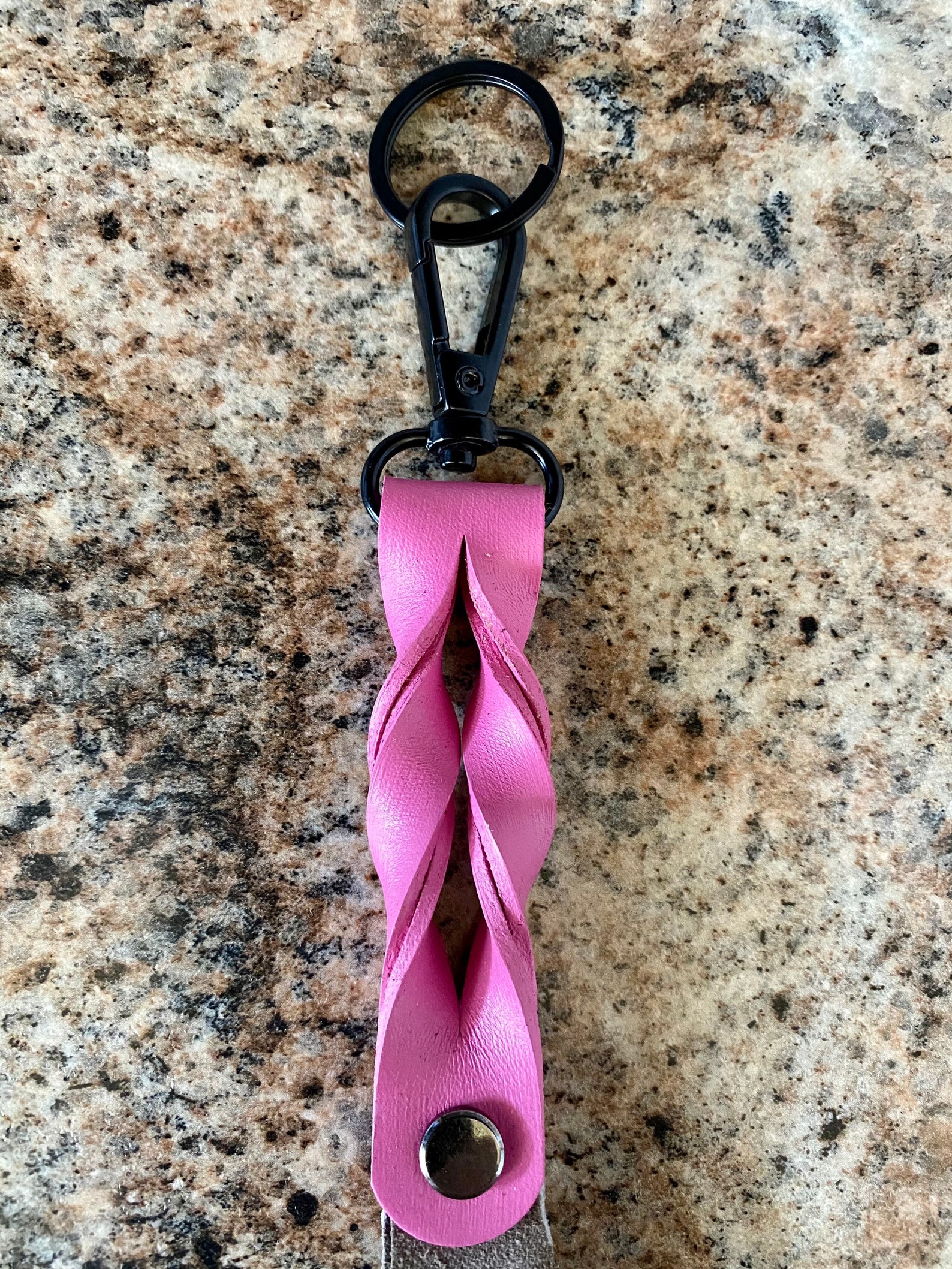 Pink Leather Twisted Ribbons Keychain - Etsy