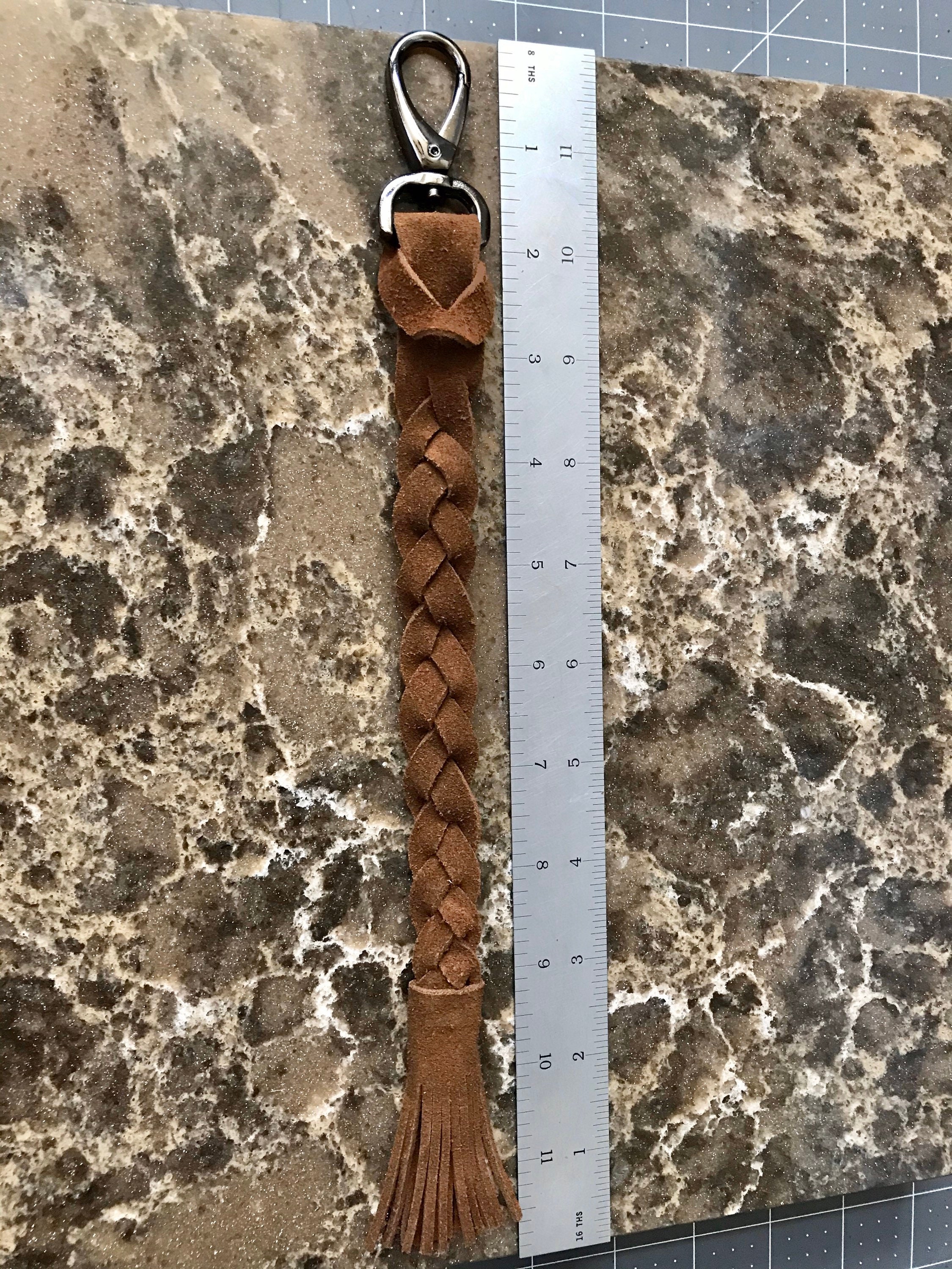 Braided Key Fob Battle Ship Grey Swivel Clasp Suede Leather | Etsy