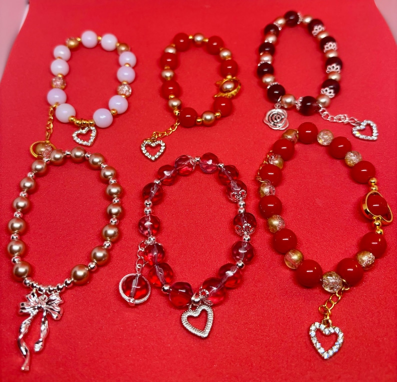 Love & Romance Glass Bead Bracelets - Etsy
