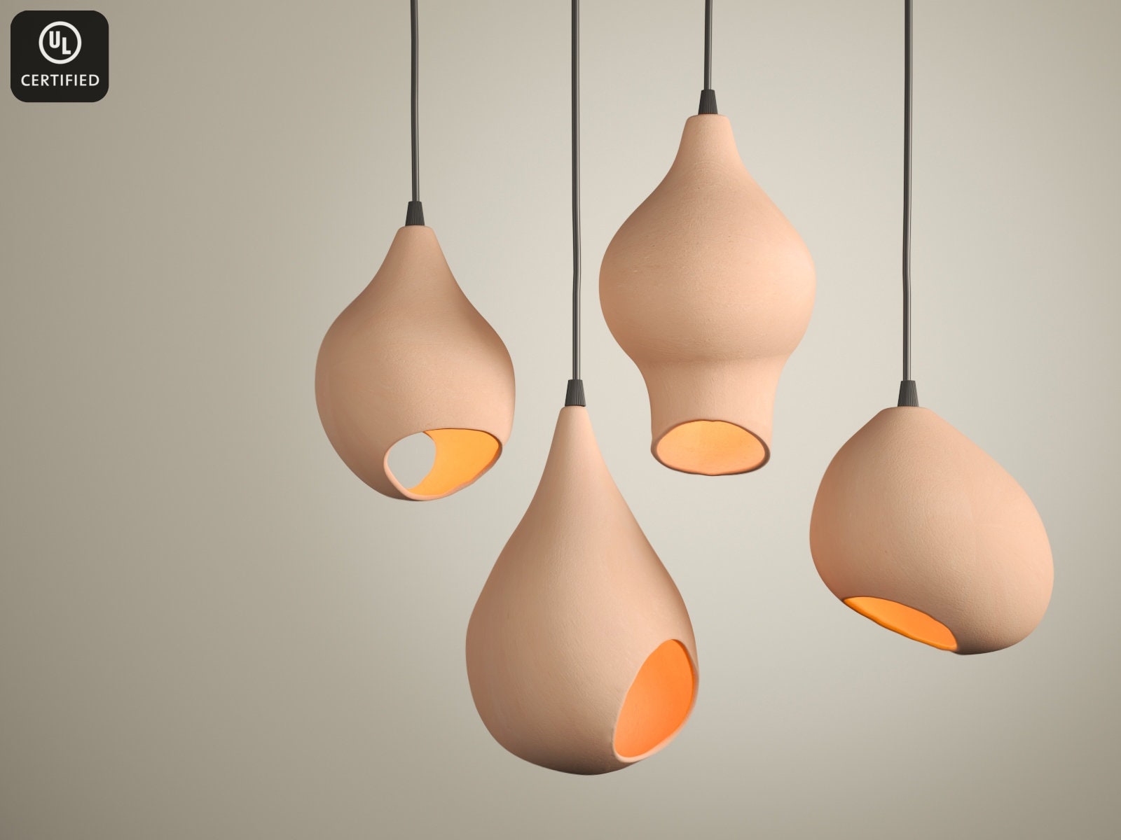 Organic Nature Inspired Modern Ceramic Chandelier, Contemporary Wabi ...