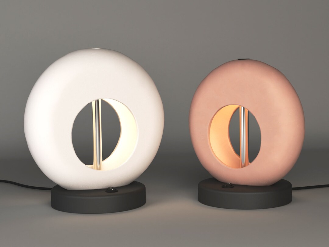 Naaya TORUS Ceramic Table Lamp-modern Bedside Light in Wood, Ceramic & Steel | Desk Lamp for ...