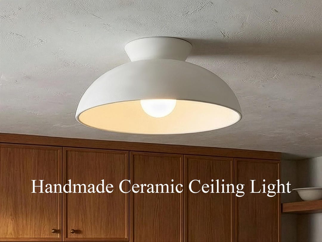 Handmade Ceiling Light Fixture, Ceramic Flush Mounts, Scandinavian Bowl ...