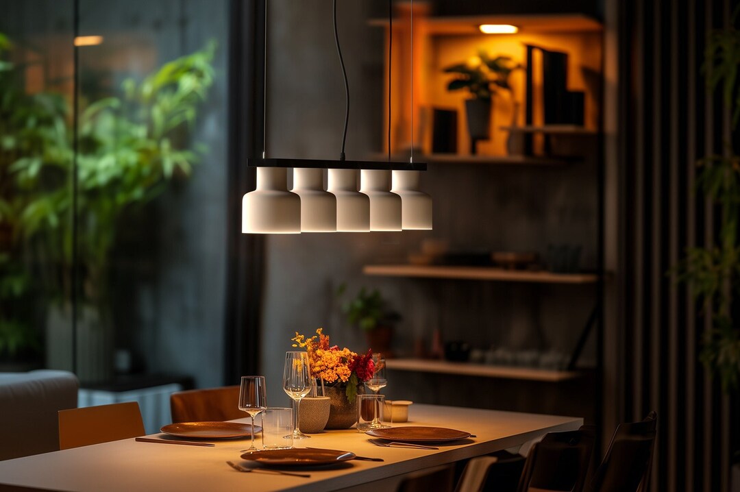 Linear Ceramic Pendant Light for Dining Table, Row Hanging Lamp for ...