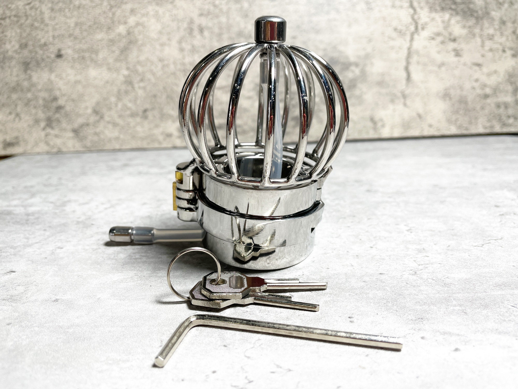 New Scrotum Testicle Chastity Lock Cage Steel Ball Stretcher Etsy