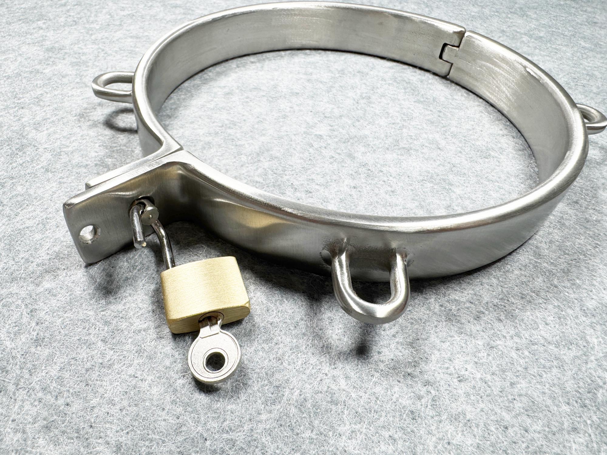 Handmade Stainless Steel Locking Neck Collar: Hinged, Four-eared, Day ...