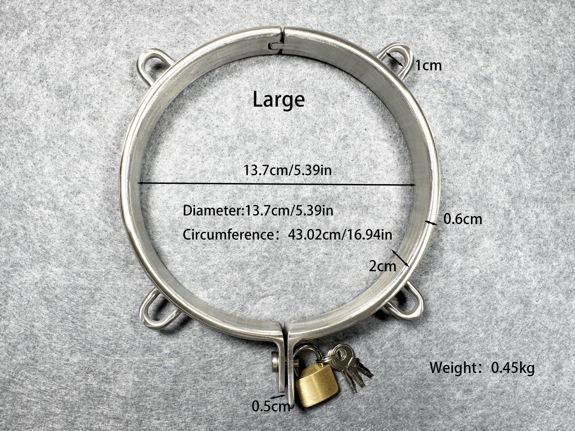 Handmade Stainless Steel Locking Neck Collar: Hinged, Four-eared, Day ...