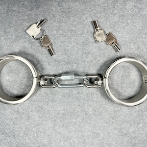 Engraved Locking Steel Wrist Restraints: Hinged BDSM Cuffs With Keys - Etsy