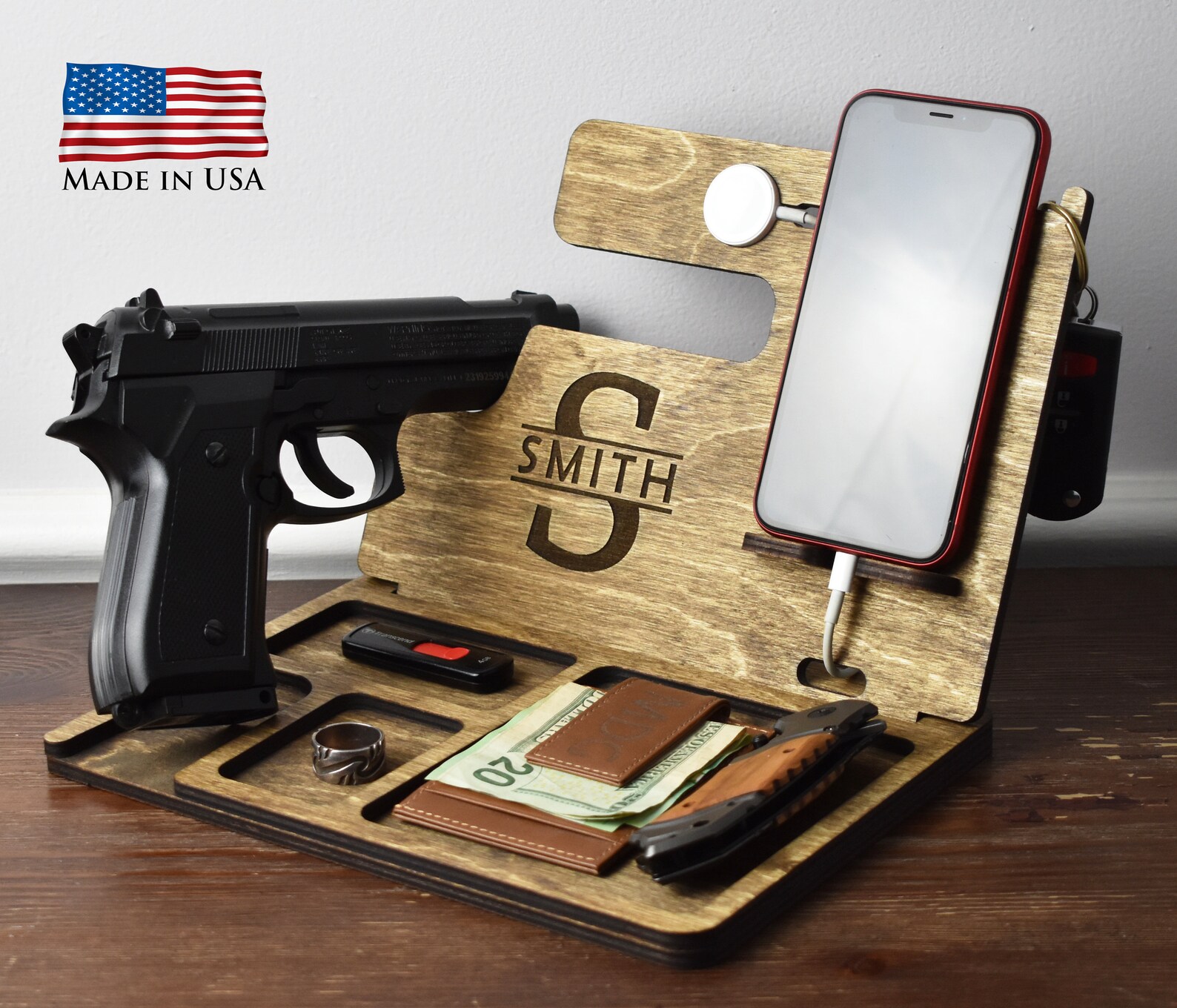 Personalized Phone Charging Docking Station for Gun Desk - Etsy