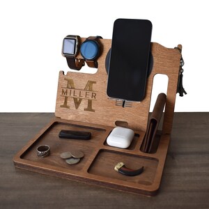 Wireless Phone Charger Docking Station, Desk Organizer, Qi Charge Pad ...