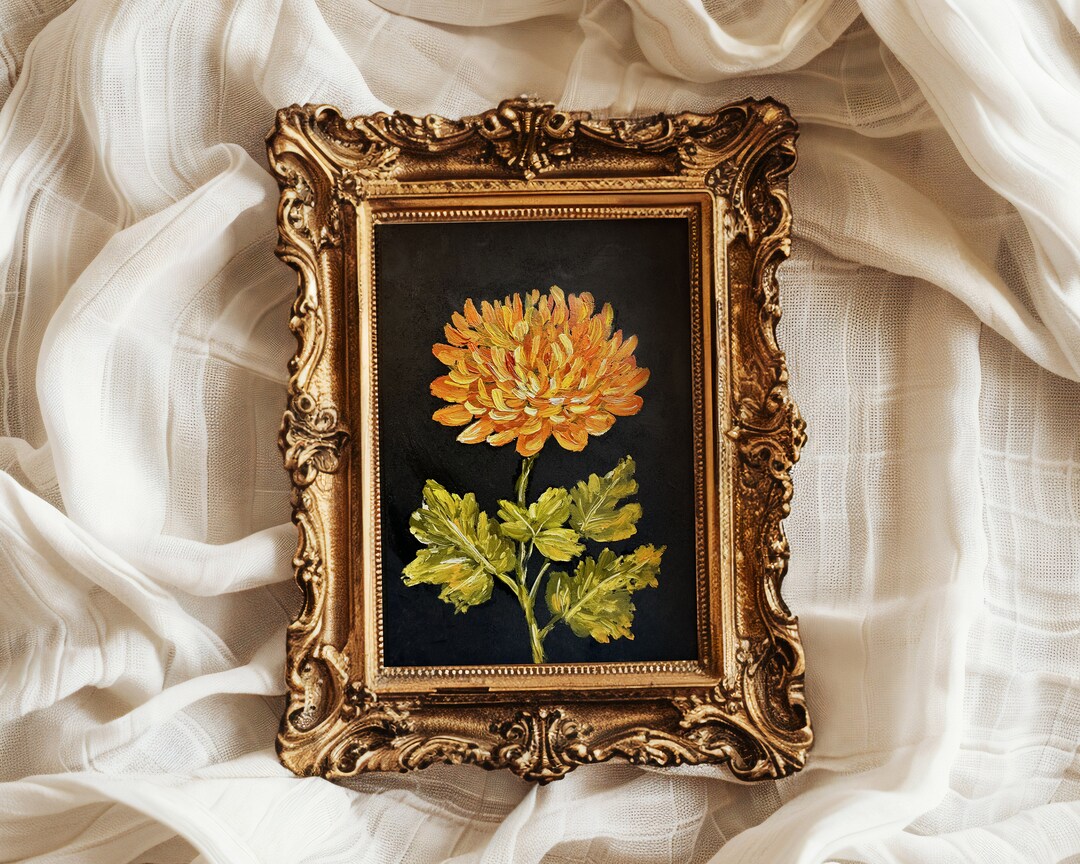 Chrysanthemum Art Print Moody Fall Art Decor Fall Flower Art Rustic ...