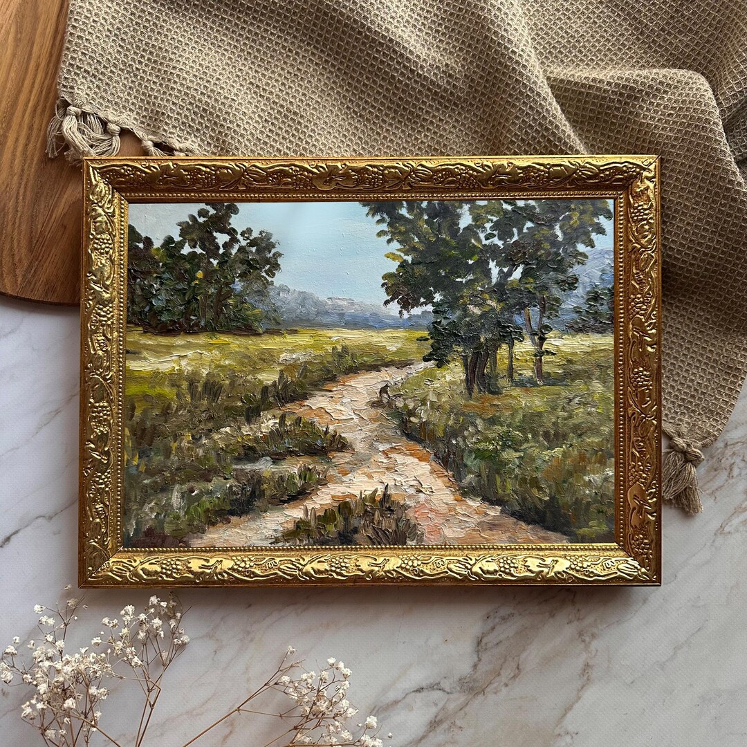 Oak Tree Oil Painting Original Art Texas Meadow Forest Landscape ...