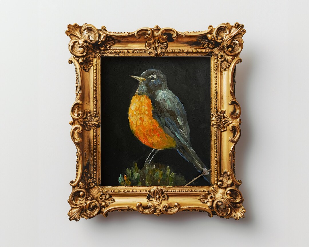 Robin Oil Painting Original Bird Lover Gift Artwork Animal Painting ...