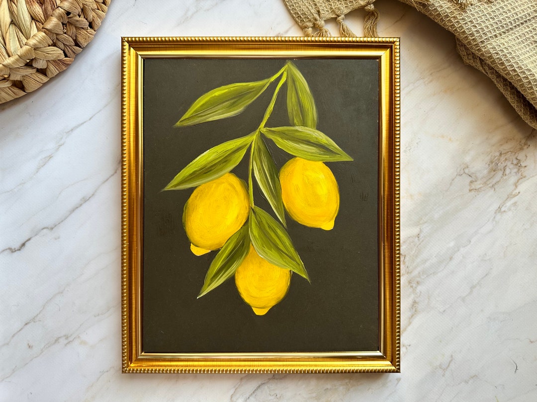 Moody Lemon Art Lemon Artwork Original Oil Painting Kitchen - Etsy