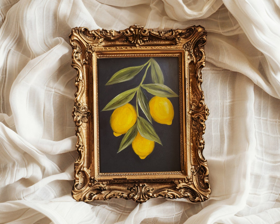Moody Lemon Art Lemon Artwork Original Oil Painting Kitchen Lemon Art ...