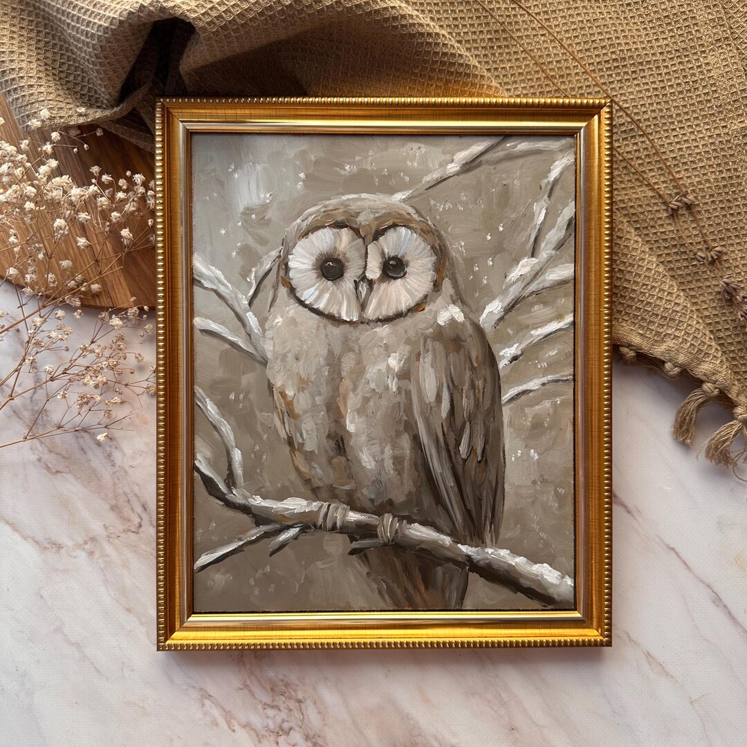 Owl Painting Oil Painting Original Art Night Owl Painting Barn Owl ...