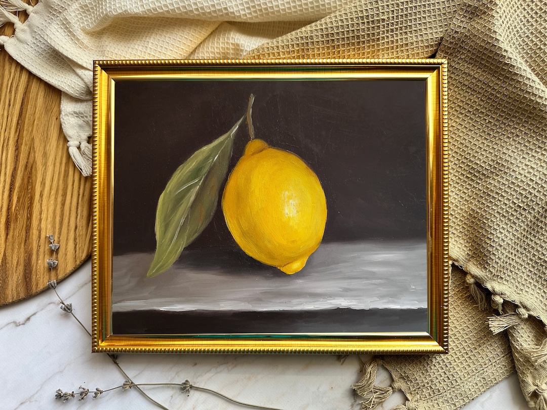 Moody Lemon Art Print Lemon Artwork Lemon Art Print Fruit Lemon Art ...