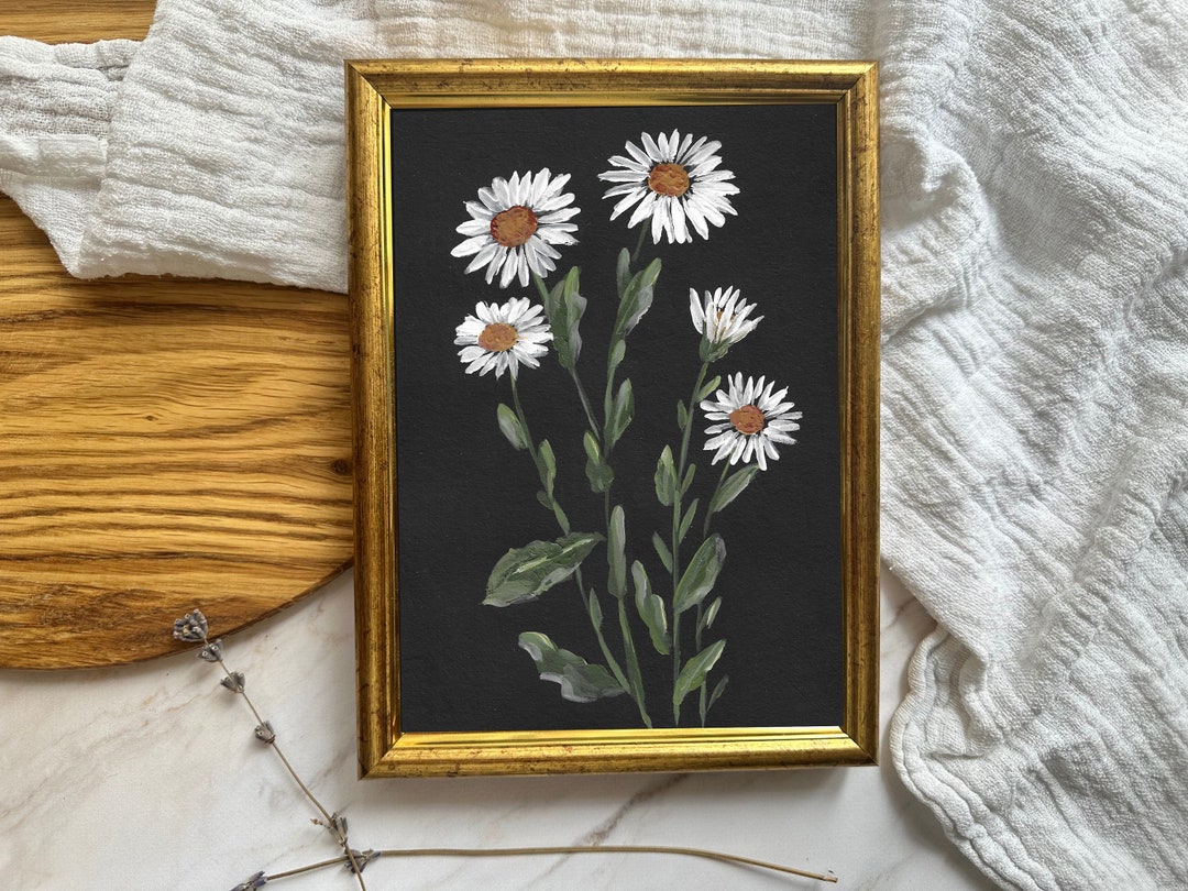 Daisy Painting Print Boho Daisy Art White Daisy Art Print Sage Green ...