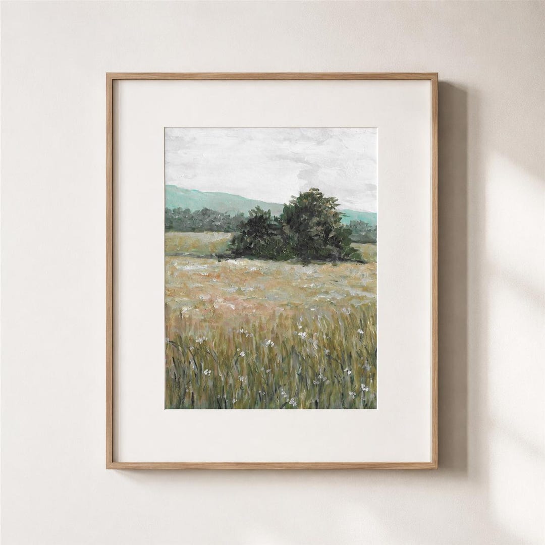 Meadow Landscape Print Original Oil Painting Forest Rural Landscape ...