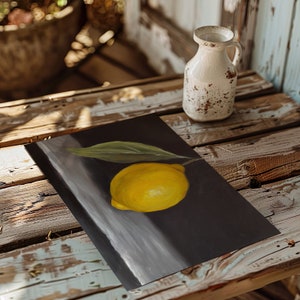 Moody Lemon Art Print Lemon Artwork Lemon Art Print Fruit Lemon Art ...