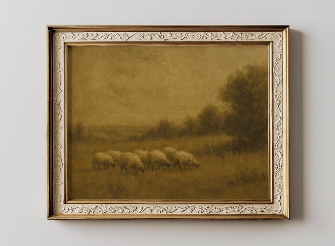Herd of Sheep Original Oil Painting Art Print Blackface Sheep Art ...