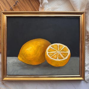 Moody Lemon Art Lemon Artwork Original Oil Painting Kitchen Lemon Art ...