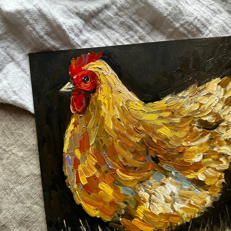 Chicken Oil Painting Original Art Farm Animal Artwork - Etsy