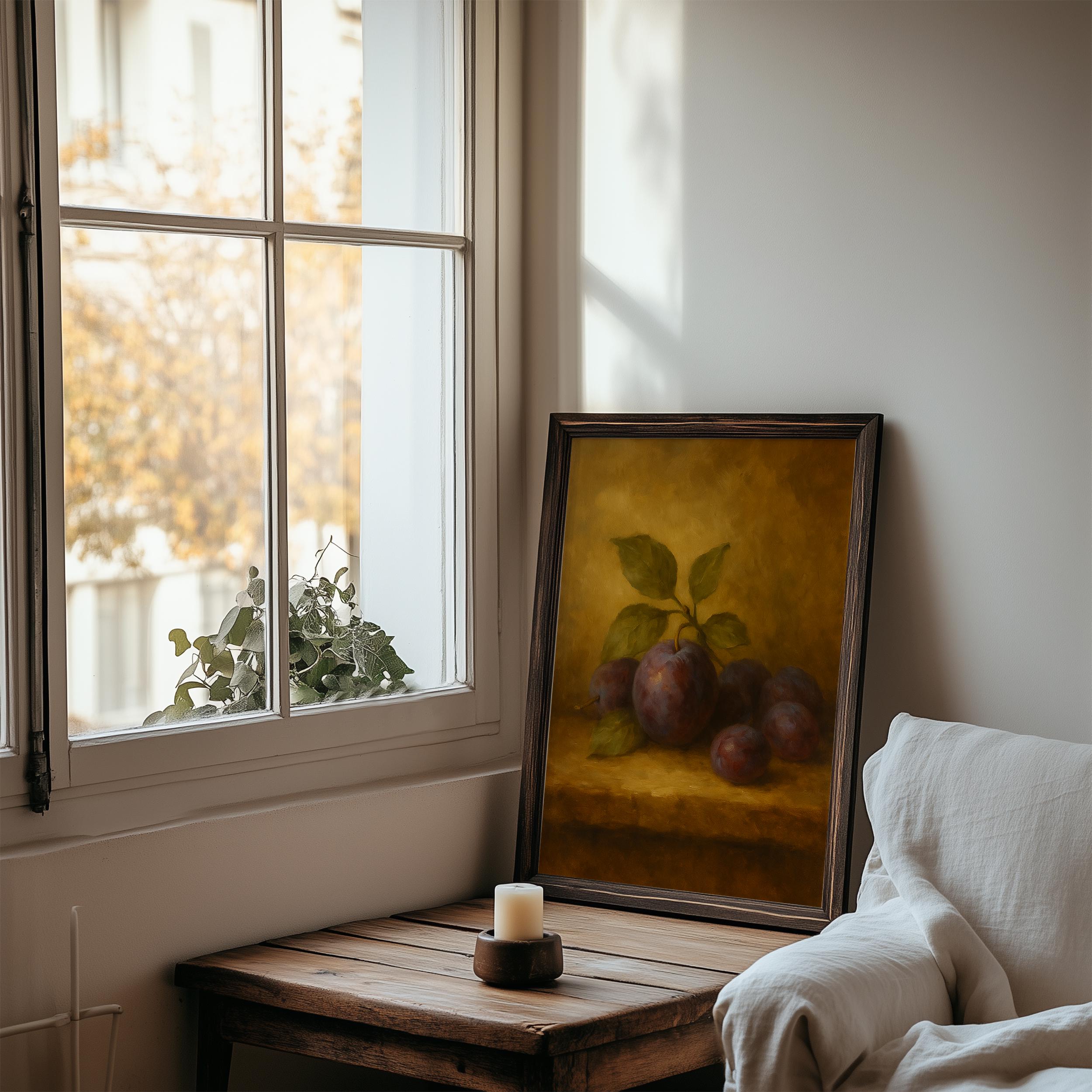 Plum Original Oil Painting Still Life Print Fruit Poster Wall Art in ...
