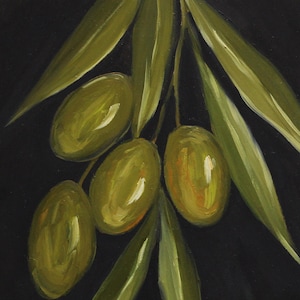 Olive Tree Oil Painting Art Print Olives Branch Original Still Life ...