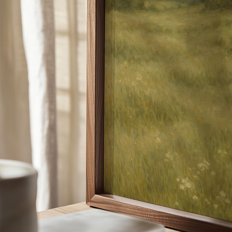 Meadow Landscape Print Original Oil Painting Muted Rustic Field Artwork ...