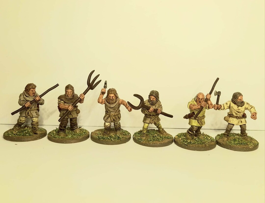 Peasants Set of 6-prepainted-28mm-tabletop Gaming - Etsy