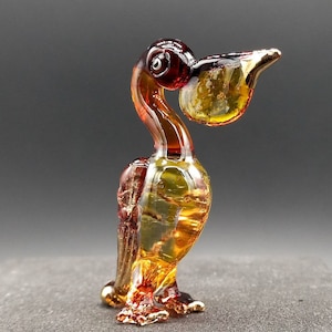 Handmade Pelican Glass Blown Figurine - Tiny Bird Glass Statue/tiny ...