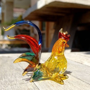 Handmade Hen Glass Blown Figurine - Tiny Chicken Glass Statue/tiny ...