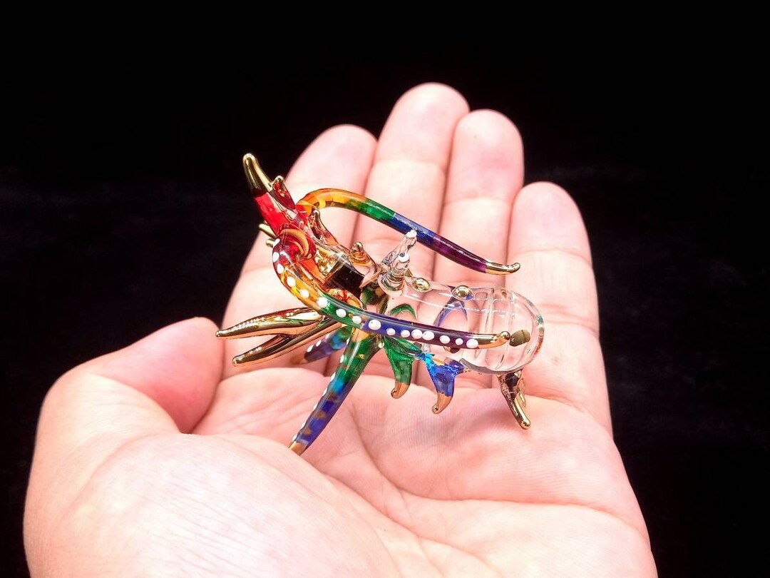 Lobster Glass Figurine - Tiny Lobster Glass Miniature, Mini Colorful ...