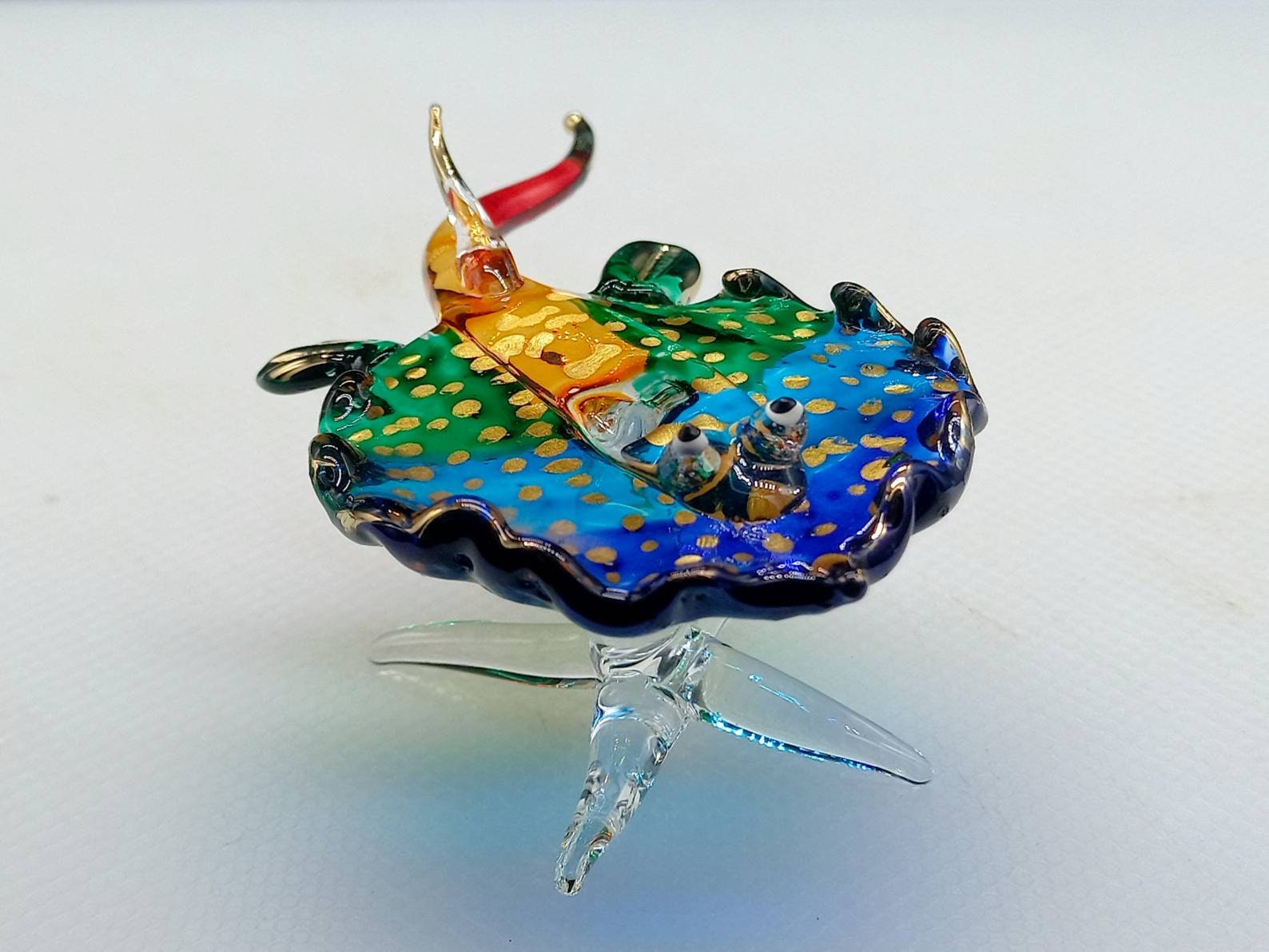Stingray Glass Figurine - Handmade Tiny Stingray Figurine, Colorful ...