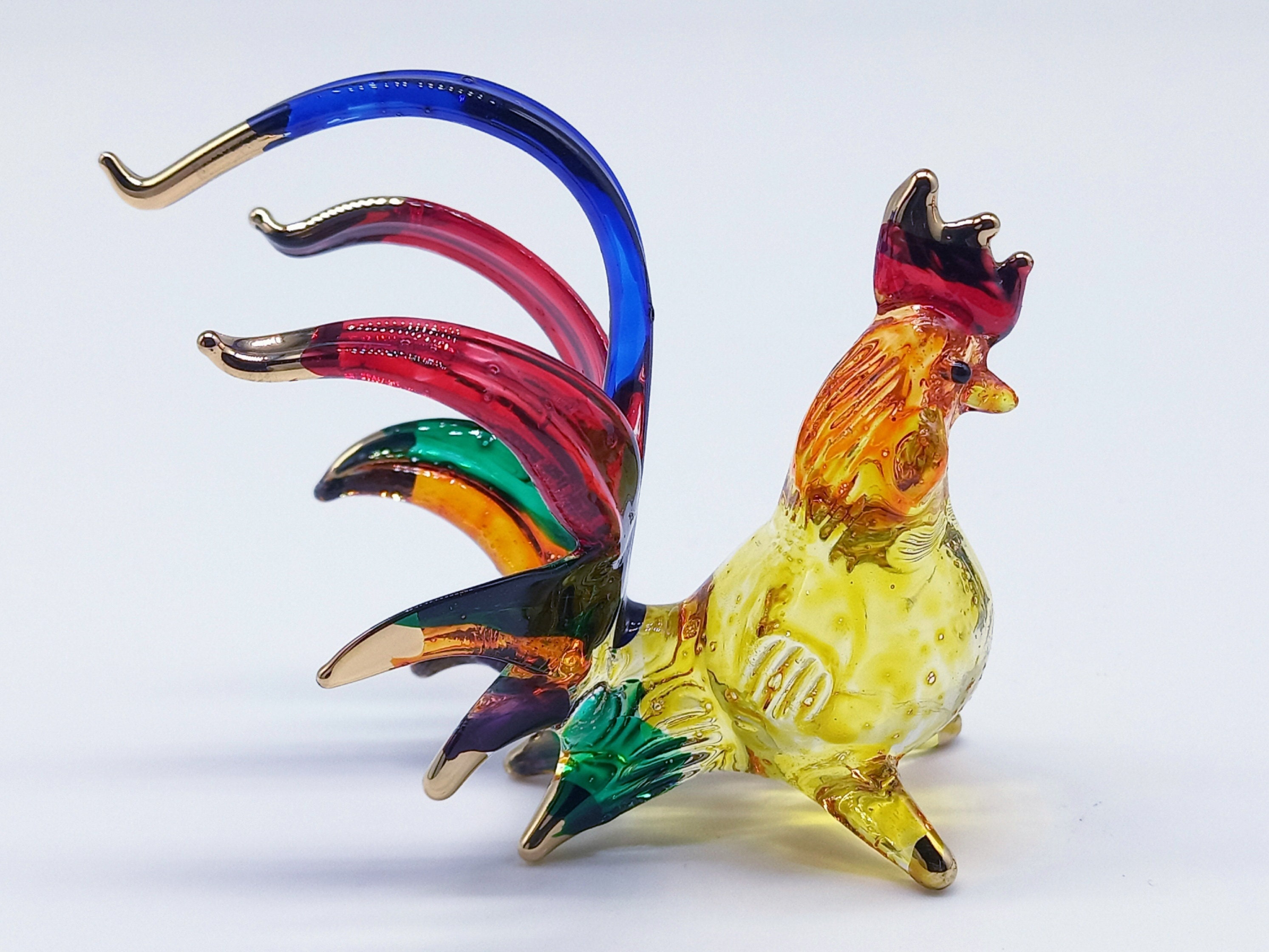 Handmade Hen Glass Blown Figurine - Tiny Chicken Glass Statue/tiny ...