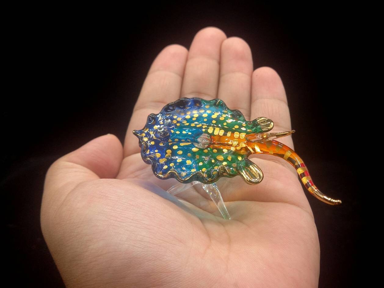 Stingray Glass Figurine - Handmade Tiny Stingray Figurine, Colorful ...