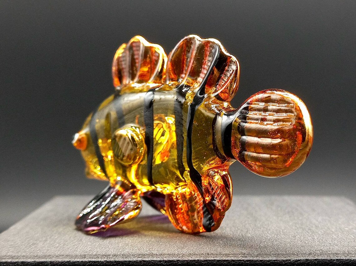 Handmade Crown Fish Glass Blown Figurine Tiny Fish Glass | Etsy