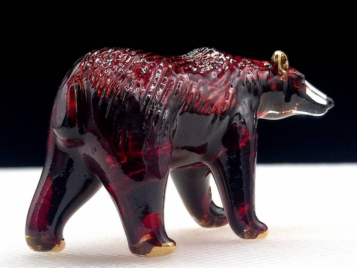 Handmade Brown Bear Glass Blown Figurine Tiny Bear Glass - Etsy