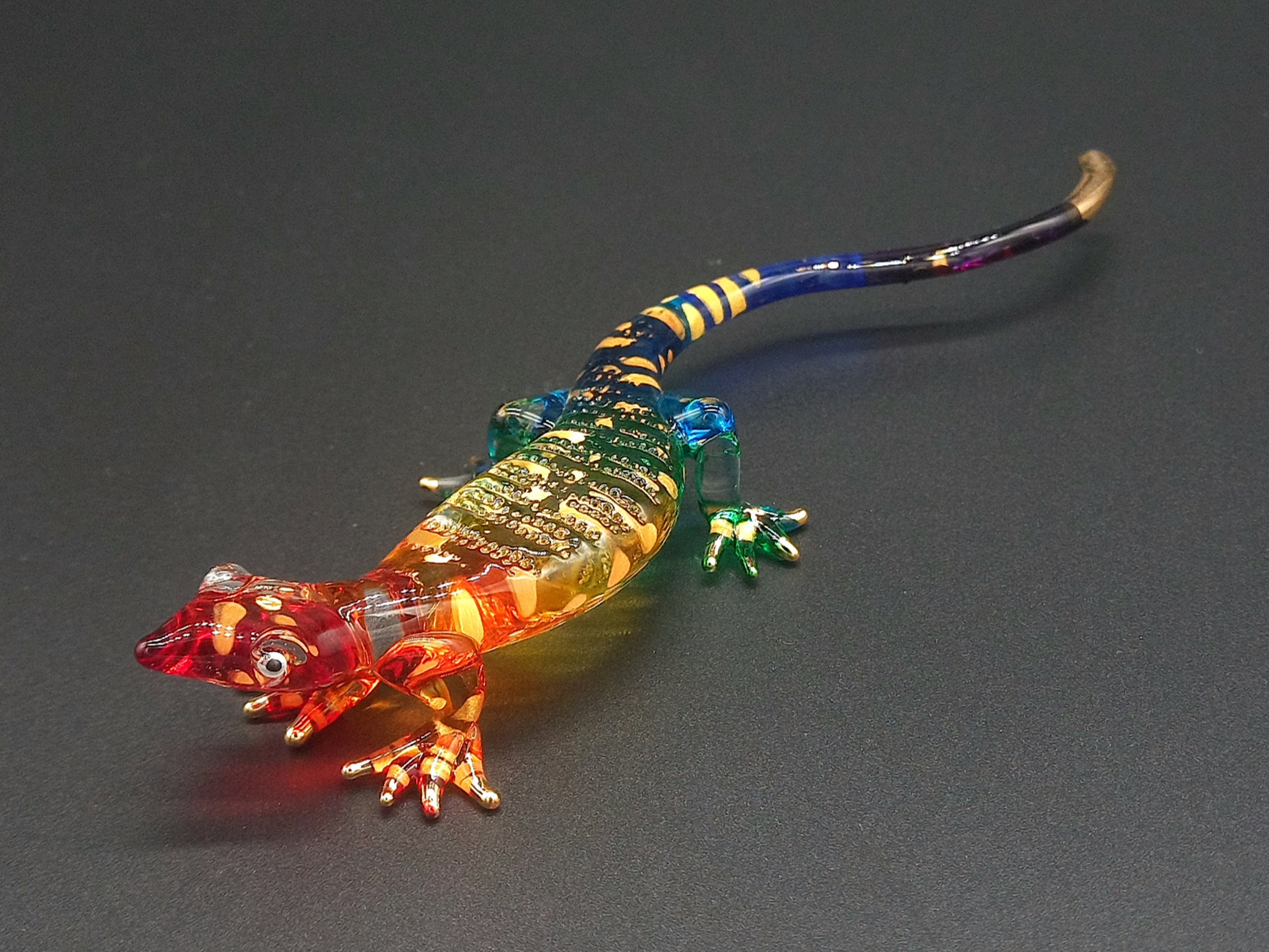 Tiny Gecko Glass Blown Figurine Rainbow Gecko - Etsy