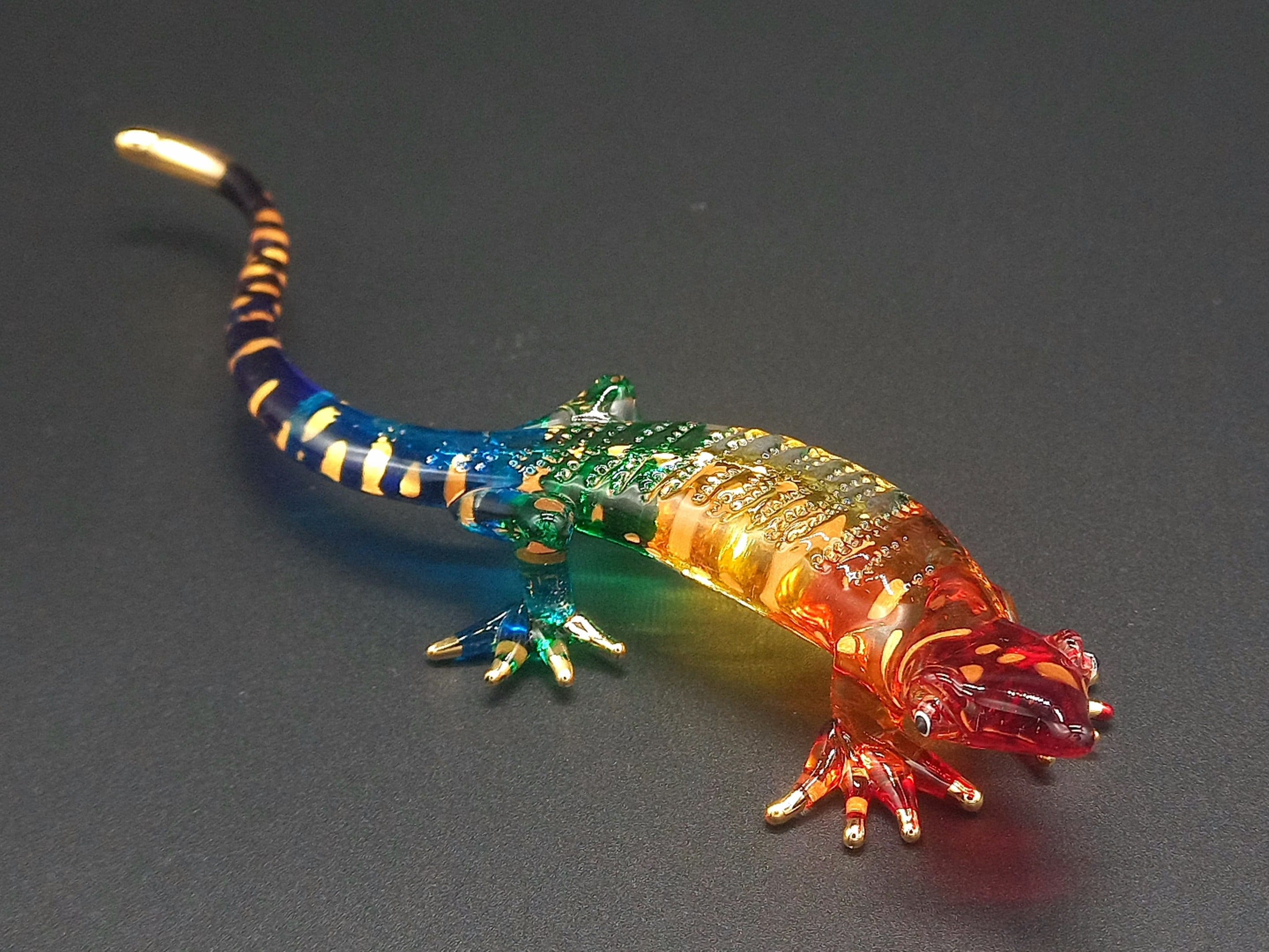 Tiny Gecko Glass Blown Figurine Rainbow Gecko - Etsy