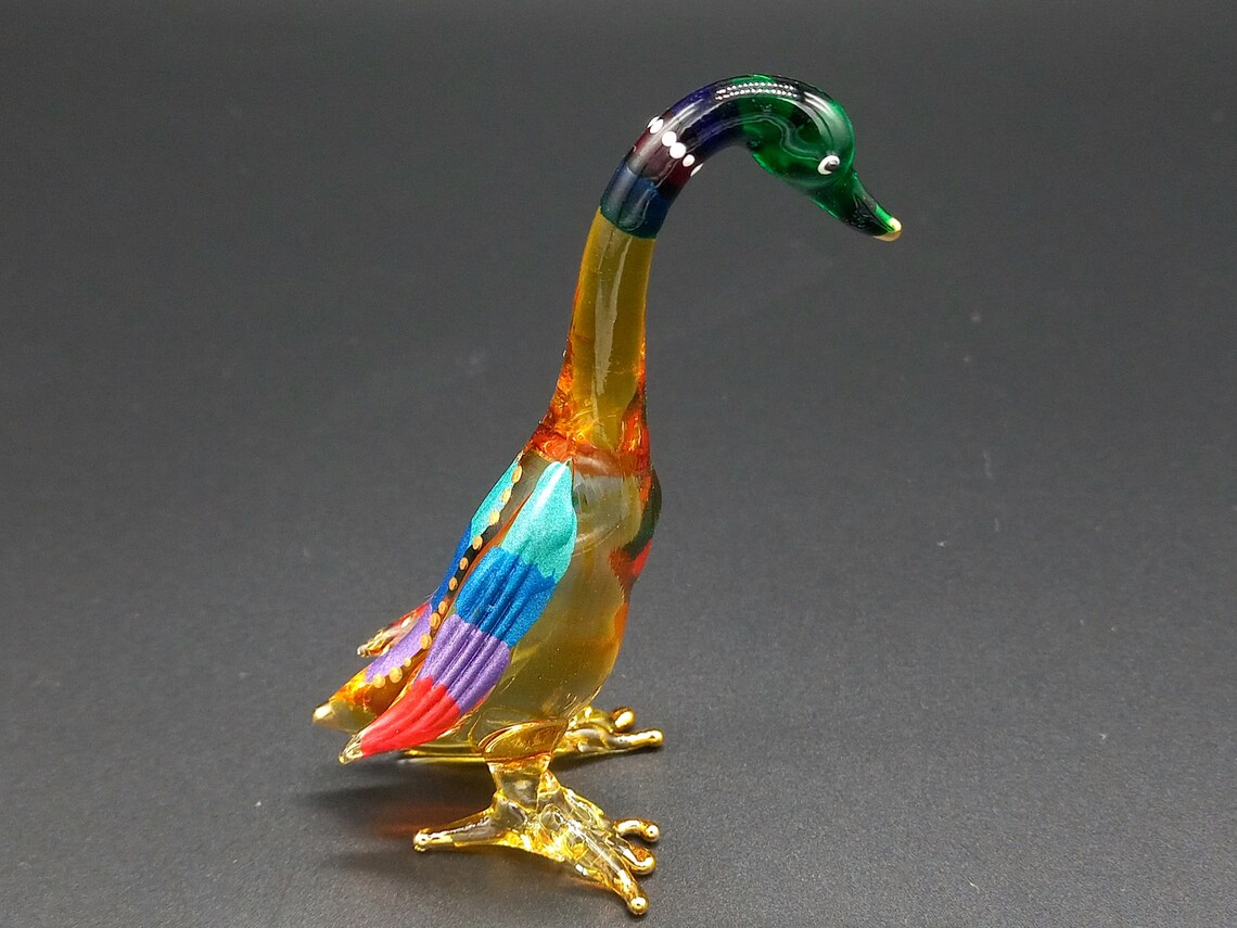 Tiny Duck Glass Blown Figurine bundle Colorful - Etsy