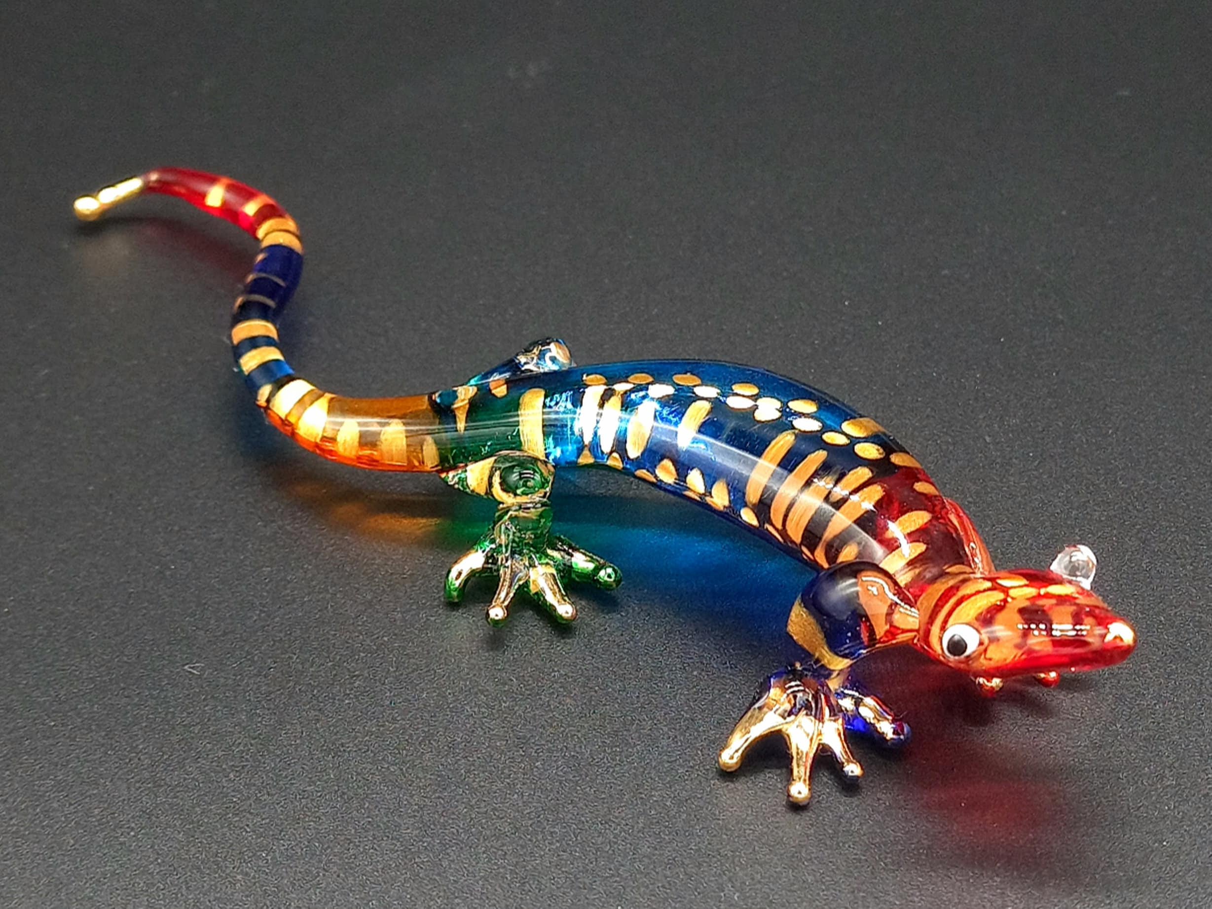 Tiny Lizard Glass Blown Figurine Red Head Lizard - Etsy