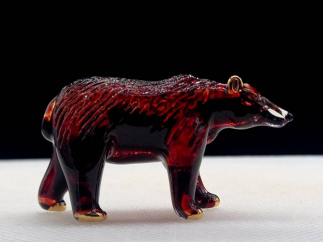 Handmade Brown Bear Glass Blown Figurine - Tiny Bear Glass Statue/tiny ...
