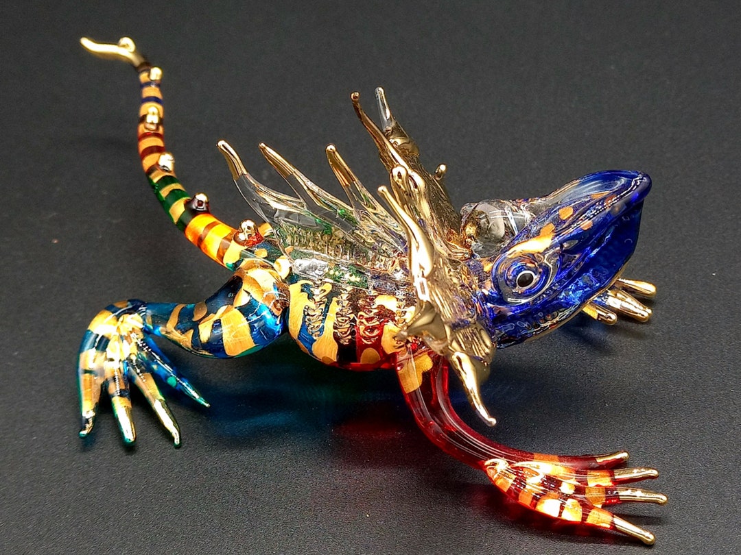 Handmade Lizard Glass Figurine - Tiny Iguana Figurine, Lizard Miniature ...