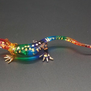 Tiny Lizard Glass Blown Figurine , Rainbow Lizard - Etsy