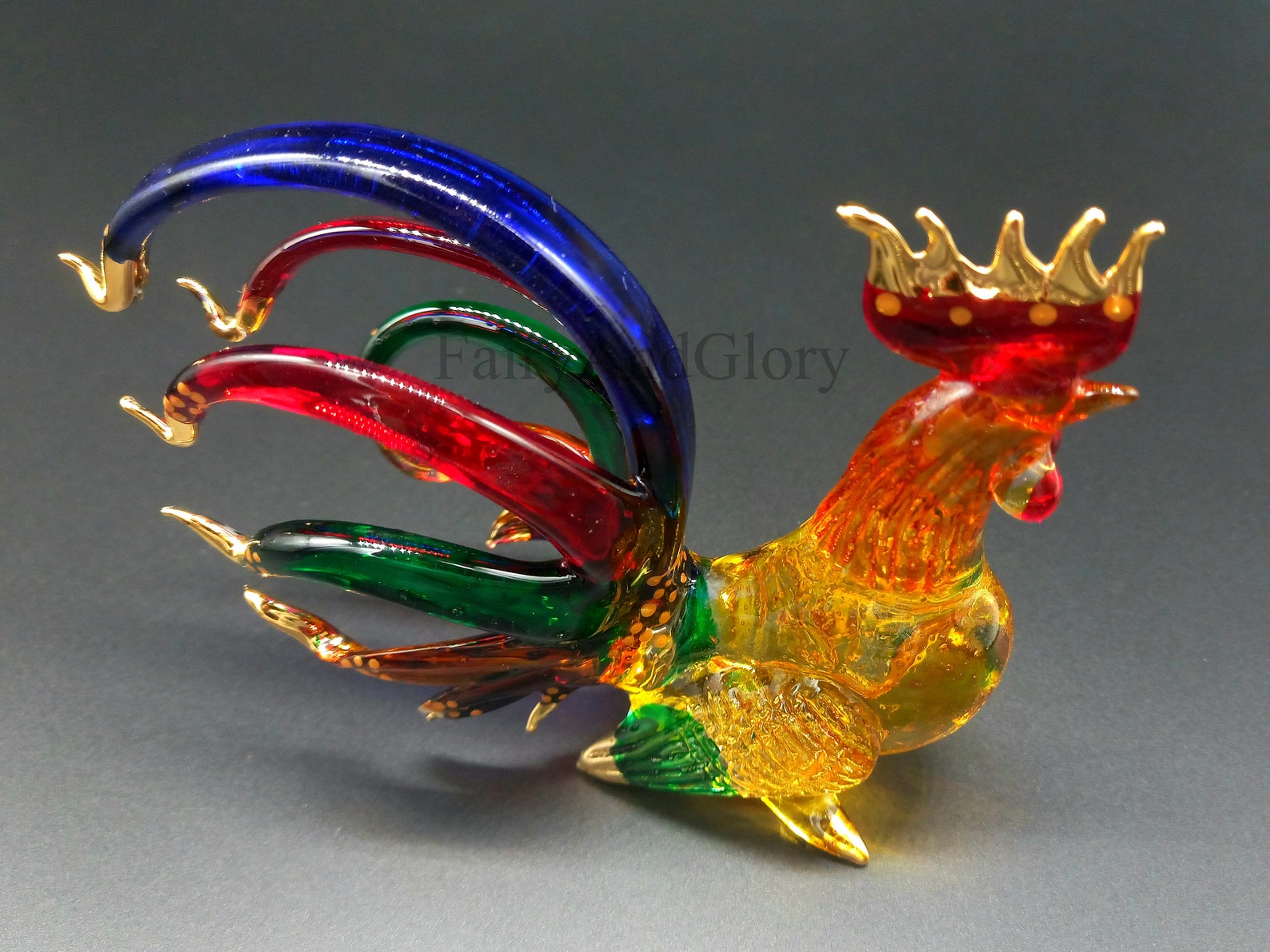 King Chicken Figurine Hen Figurine Rainbow Chicken Rainbow - Etsy