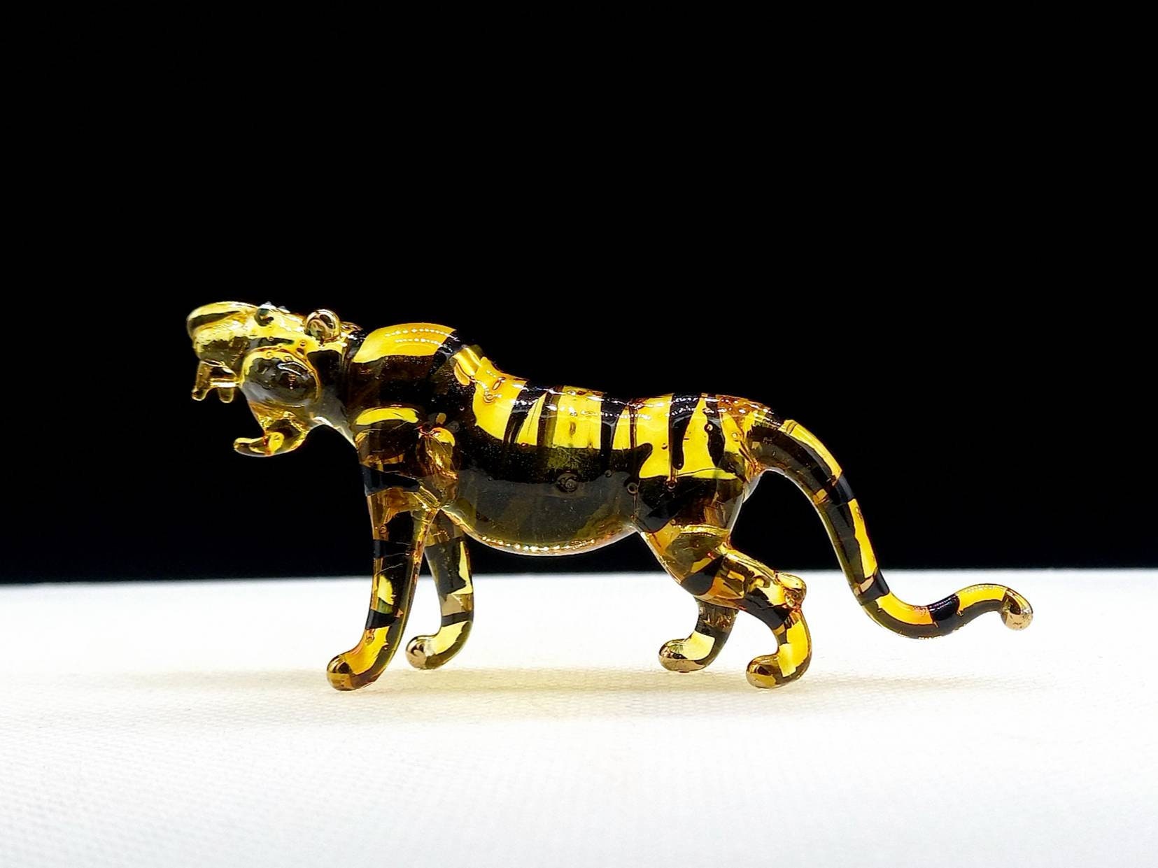 Tiny Tiger Glass Blown Figurine Colorful Tiger - Etsy